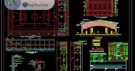 مخطط ملعب رياضي صغير هياكل معدنية اوتوكاد Dwg Autocad Steel Structure Steel Structure Buildings