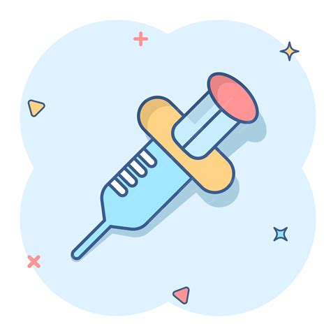 Icono De Jeringa En Estilo Cómico Ilustración De Vector De Dibujos