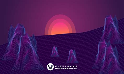 Awesome Abstract Illustrator Wireframe Landscape Background Cyberspace Grid Technology Wireframe