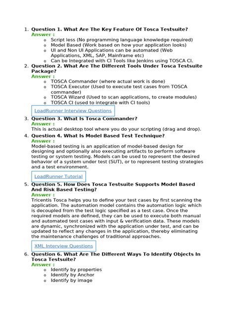 Tosca Interview Questions Pdf Web Service Microsoft Excel