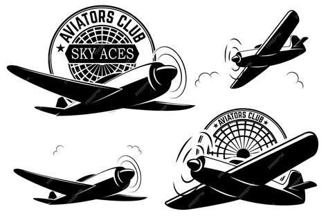 Premium Vector Set Of Aviators Club Labels Planes Icons Avia Club