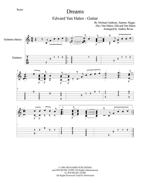 Dreams Arr Andrés Rivas By Van Halen Sheet Music For Guitar Tab At