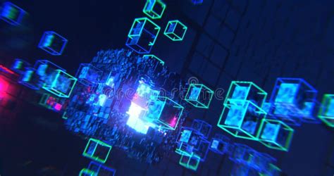 Blockchain Technology Concept High Tech Information Flow In Blockchain