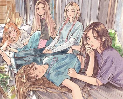 Haerin Hanni Minji Hyein And Danielle Real Life And 1 More Drawn