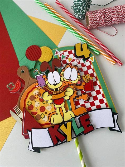 Garfield Cake Topper Cartoon Birthday Party Decor Etsy