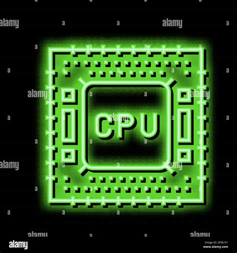 cpu semiconductor manufacturing neon glow icon illustration stock
