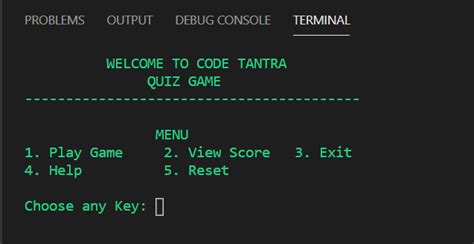 code tantra simple quiz game with the help of c c