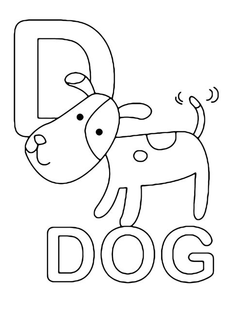 Letter D Dog Coloring Page