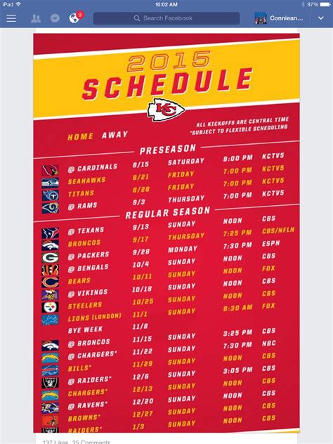 Kc Chiefs Schedule Printable