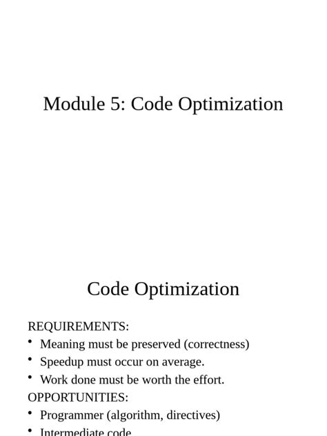 Code Optimization Techniques Overview Pdf Computing Computer Science