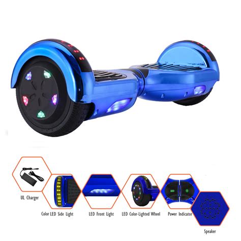 Glarewheel Chrome Blue Hoverboard Built In Bluetooth Speaker Ul2272