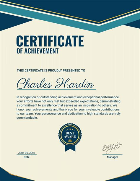 Meritorious Performance Certificate Template Portrait Wordlayouts