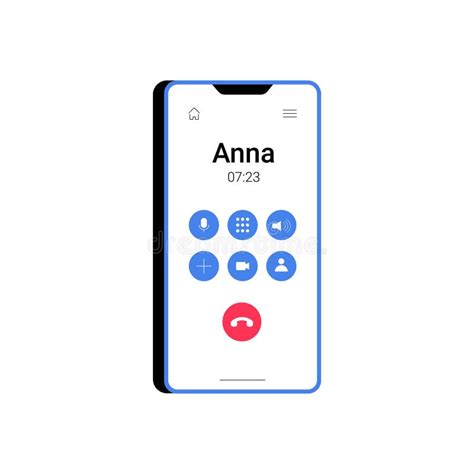 Smartphone Displaying A Call Interface With Buttons And Timer In Flat