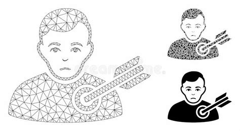 Target Man Vector Mesh Wire Frame Model And Triangle Mosaic Icon Stock Vector Illustration Of