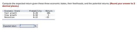 Solved Compute The Expected Return Given These Three