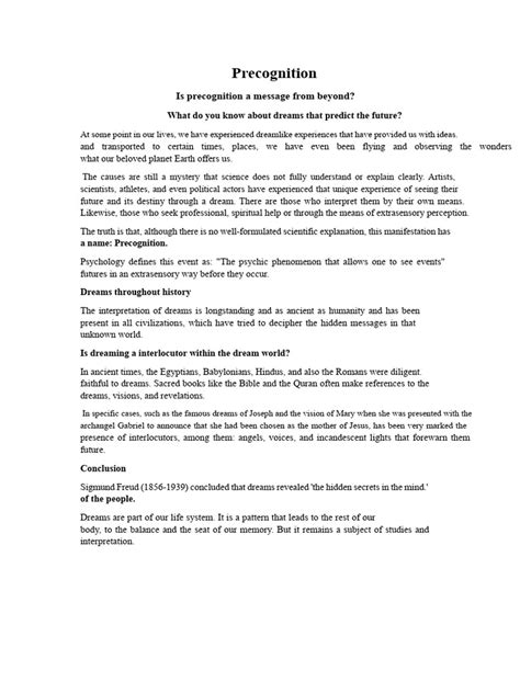 Precognition Pdf