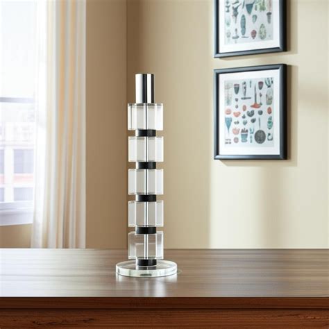 Modern Crystal Taper Candlestick 105 Inch Silver And Black Geometric