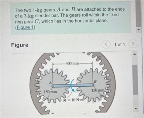 Solved The Two 1 Kg Gears A And B Are Attached To The Ends