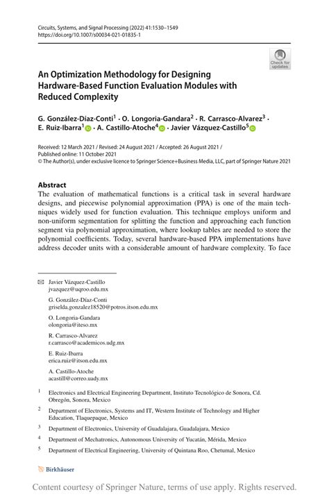 An Optimization Methodology For Designing Hardware Based Function