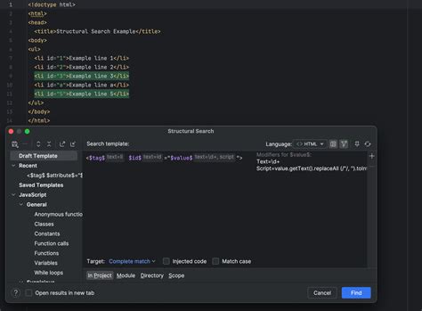 Structural Search And Replace Examples Intellij Idea Documentation