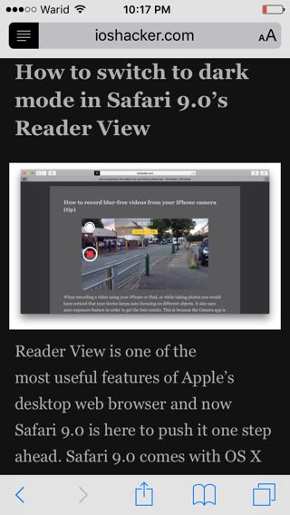 how to enable night mode for safari s reader view in ios 9 ios hacker