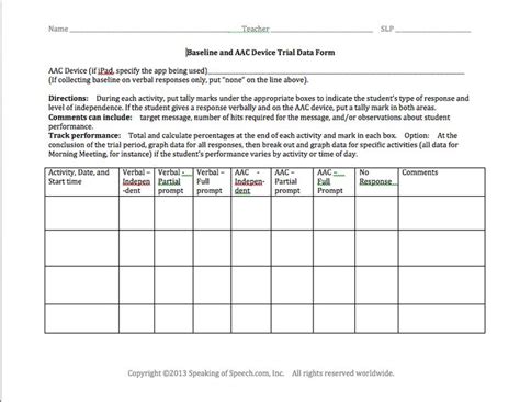 Baseline Data Worksheet