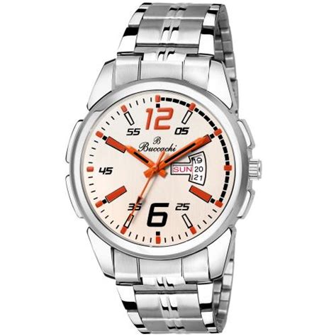 Buy Buccachi White Dial Day And Date Functioning Analog Watch For Men