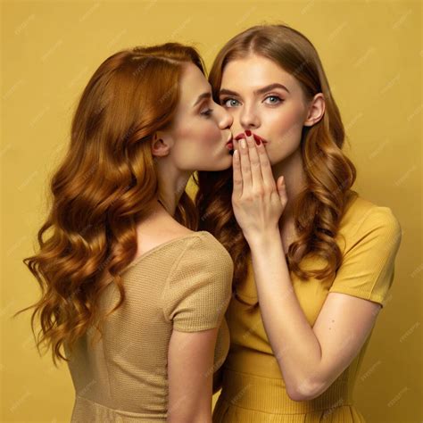 Two Women Are Kissing Each Other And One Is Kissing The Other Premium