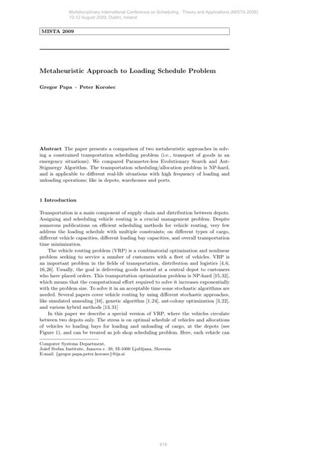 Pdf Metaheuristic Approach To Loading Schedule Problem