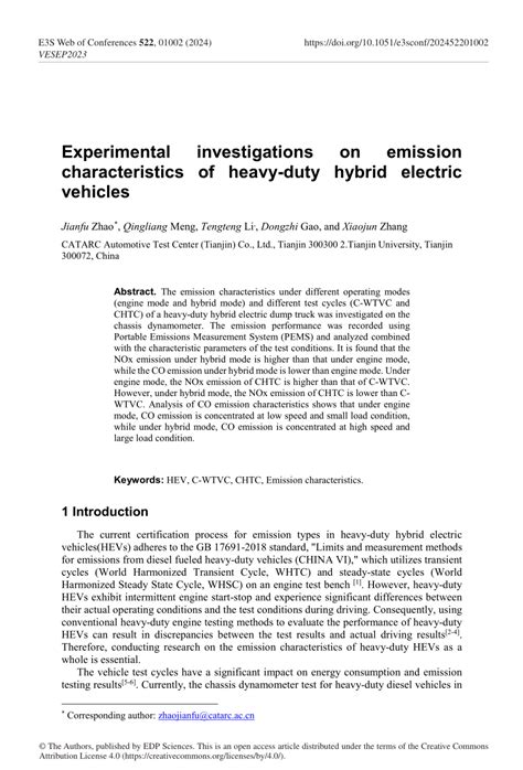 Pdf Experimental Investigations On Emission Characteristics Of Heavy Duty Hybrid Electric Vehicles