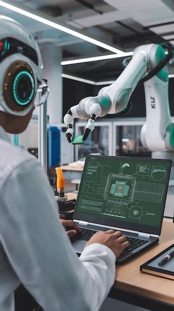 Over The Shoulder Shot Of A Robotics Engineer Using A Laptop Computer