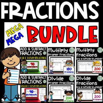 Add Subtract Multiply And Divide Fractions Worksheets MEGA BUNDLE