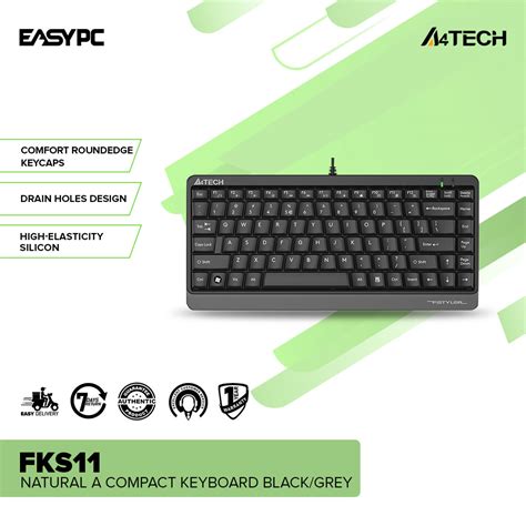 Easypc A4tech Fks11 Natural A Compact Keyboard Black Grey Basic
