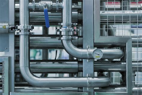 Pressure And Valve Installed At Industrial Pipeline System In A Factory Industrial Grade Of