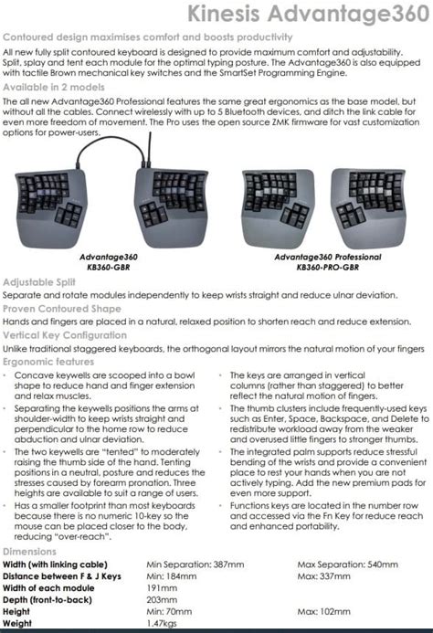 Kinesis Advantage360 Keyboard Ergonomic Workstation Products