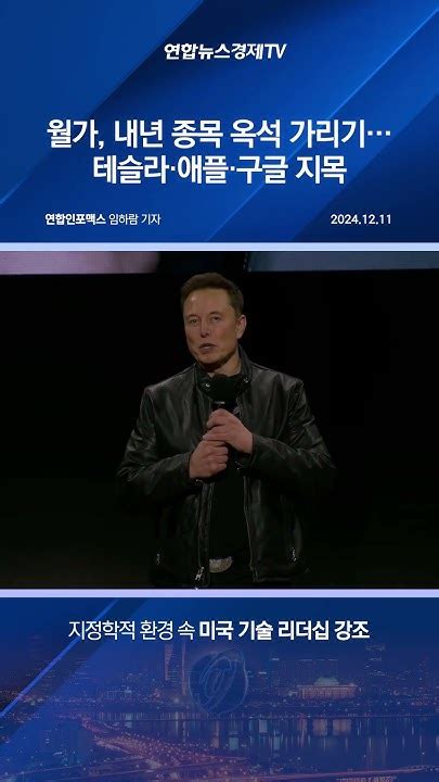 월가 내년 종목 옥석 가리기테슬라·애플·구글 지목 Youtube