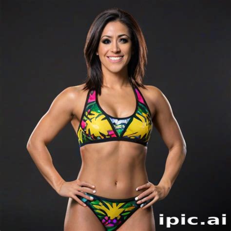 Confident Woman Posing In Colorful Swimwear Against A Dark Background