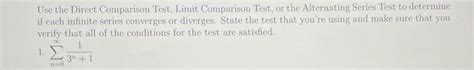 solved use the direct comparison test limit comparison