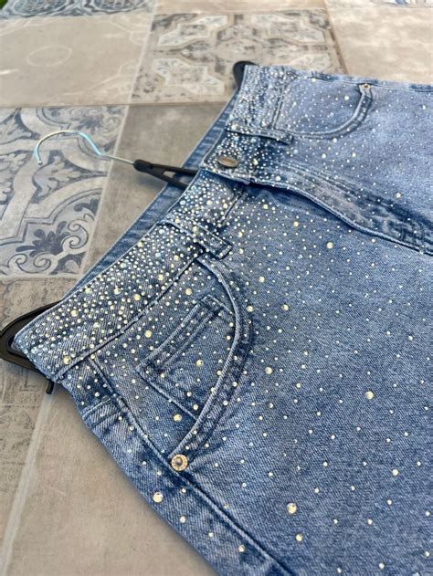 Jeans Short Rhinestone Bling Bling Glitter Etsy Bedazzled Jeans