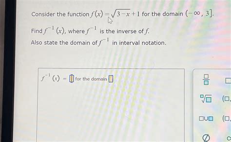 Solved Consider the function f(x)=3-x2+1 ﻿for the domain | Chegg.com
