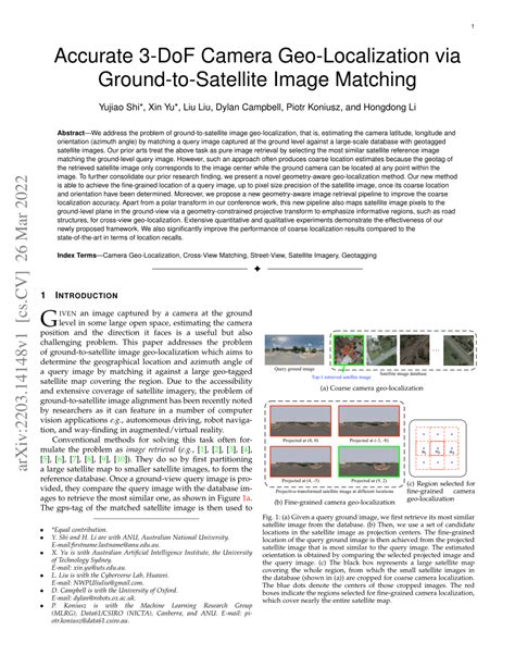 Pdf Accurate 3 Dof Camera Geo Localization Via Ground To Satellite