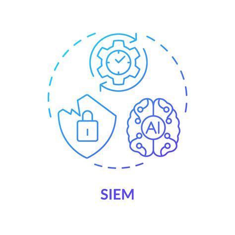 2d Siem Gradient Icon Representing Ai Ops Isolated Vector Blue Thin Line Illustration