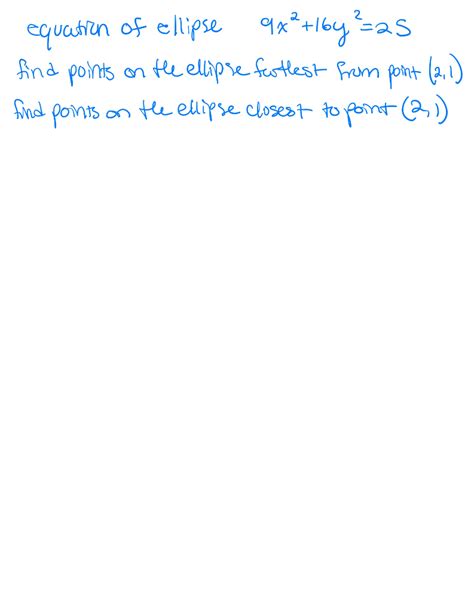 Solved Equation Of Ellipse 9x² 164² 25 Find Points On The