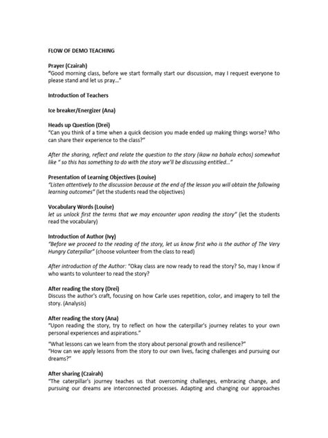 Flow Of Demo Teaching Pdf Human Communication Cognitive Science