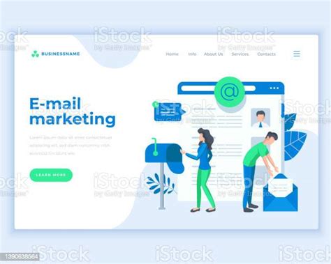 사무실 사람들과 방문 페이지 템플릿 전자 메일 마케팅 개념 Brand Name Smart Phone에 대한 스톡 벡터 아트 및 기타 이미지 Brand Name Smart