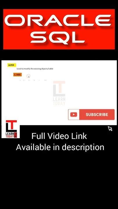 Oracle Sql Tutorial In Tamil Ddl Alter Command Youtube