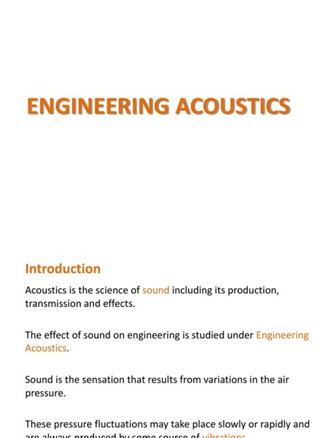 Engineering Acoustics Lecture 1 Pdf Sound Waves