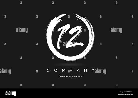 12 Number Logo Icon In Black And White Vintage Grunge Design For