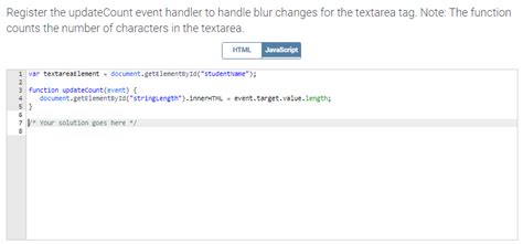 Solved Register The Updatecount Event Handler To Handle Blur