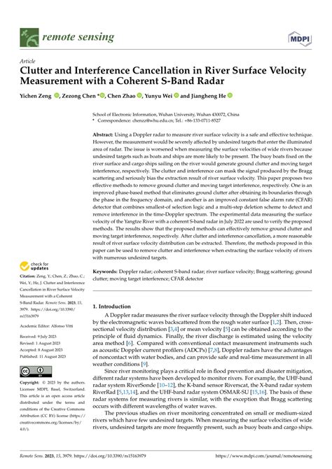 pdf clutter and interference cancellation in river surface velocity